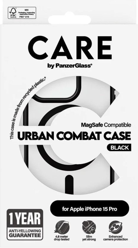 CARE by PanzerGlass Flagship Case - Transparant Urban Combat w. - Zwart MagSafe iPhone... | bol