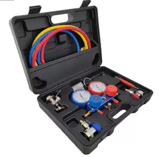 Airco diagnose set R410A, R12, R22, R134a met manometer voor het vullen ...
