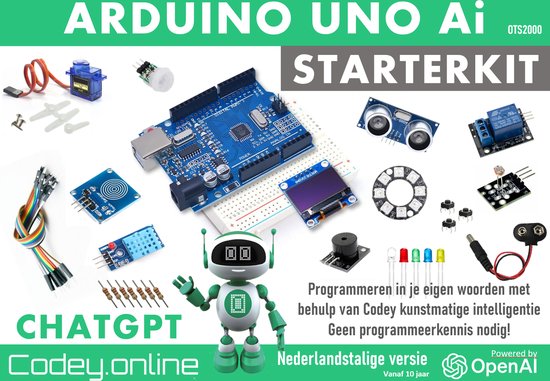 Arduino UNO Starterkit voor Beginners Nederlandstalig met Codey ChatGPT ...