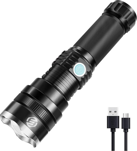 Equivera Militaire Zaklamp - Zaklamp LED Oplaadbaar - Meerdere Standen - Waterdicht -... | bol