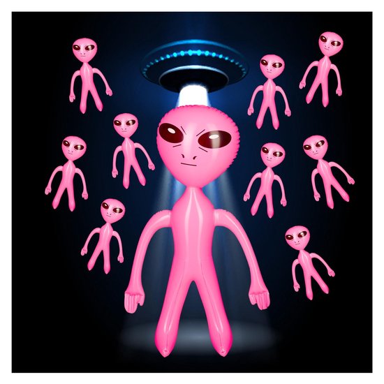 Relaxdays 10x opblaasbare alien opblaas alien marsmannetje party deco ...
