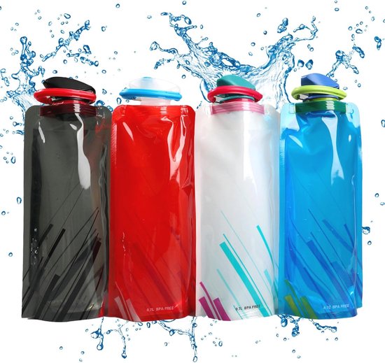 Opvouwbare Waterflessen 4 Stuks - 700 ml Flexibele Drinkflessen voor ...