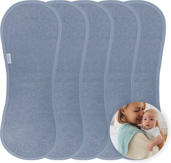 Funnies Spuugdoek 5 Stuks Grey Blue - Set van 5 Zachte Spuugdoekjes ...