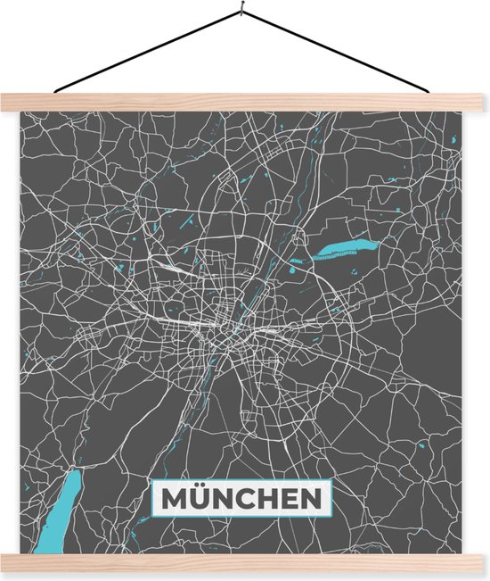 Posterhanger incl. Poster 90x90 cm - Schoolplaat - München – Stadskaart ...
