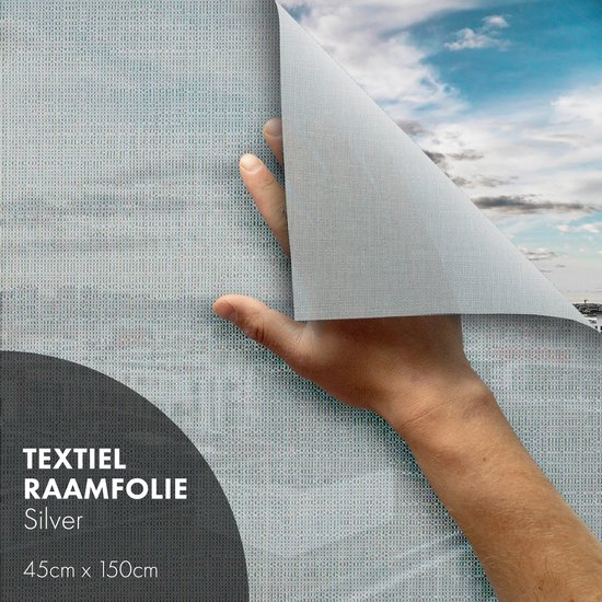 Raamfolie van écht textiel - anti inkijk - zelfklevend - Zilver/Grijs ...