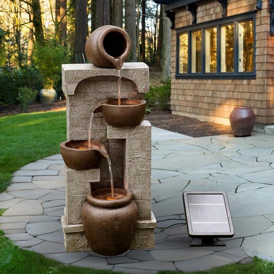 Waterfontein Buiten - Voor tuin - Zonne-energie - 4 Lagen Pot - 31 x 26 ...