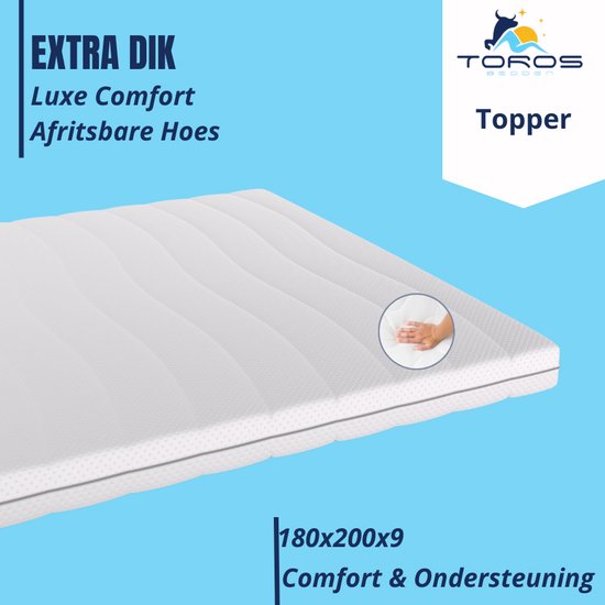 Toros Bedden 180x200 Topmatras - 9cm dik - HR 45 Premium Bamboe Deluxe ...