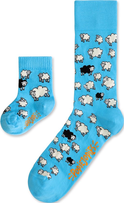 Popiejopies matching sokken Eigenwijze Schapen | maat: 41-46 + 12-24 maanden |... | bol