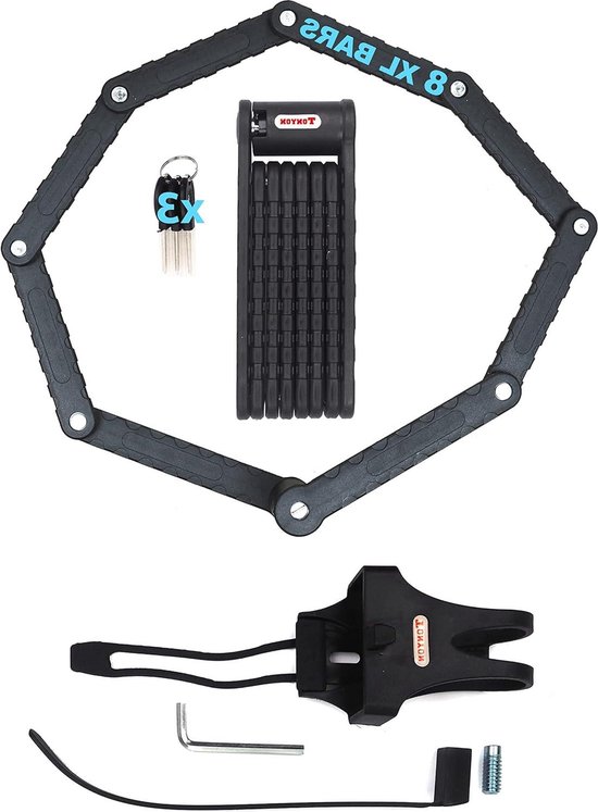 Opvouwbaar hangslot voor elektrische fiets - extra lang - 8 takken - 88 ...