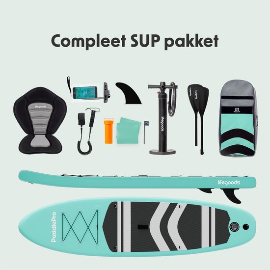 LifeGoods PaddlePro SUP Board - met Zitje - Opblaasbaar Paddle Board ...