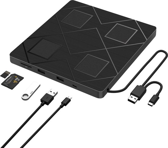 Externe cd-dvd-drive USB 3.0 type C dvd-station USB-poorten SD-TF-sleuf ...