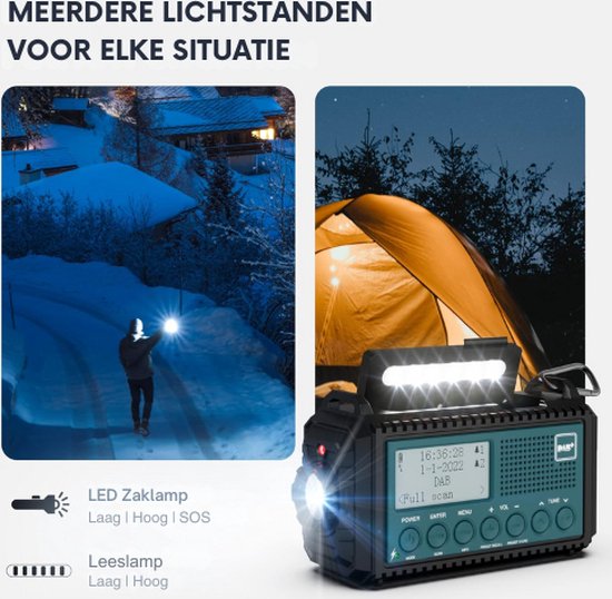 ROCAM Noodradio - Draagbare Radio - Solar & Opwindbaar - 5000mAh ...