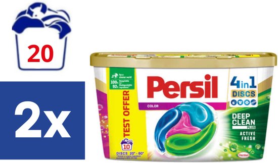 Persil 4in1 Pods Deep Clean Plus Active Fresh Color - 2 x 10 pods | bol