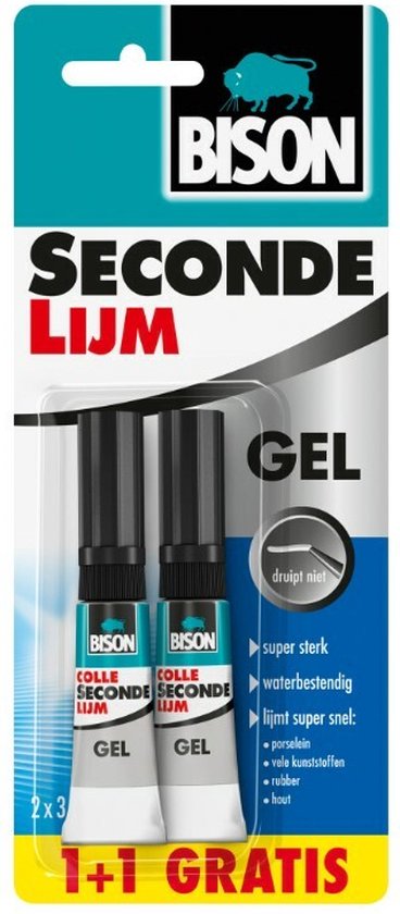 Bison secondelijm gel - 3 gram - 1+1 gratis | bol