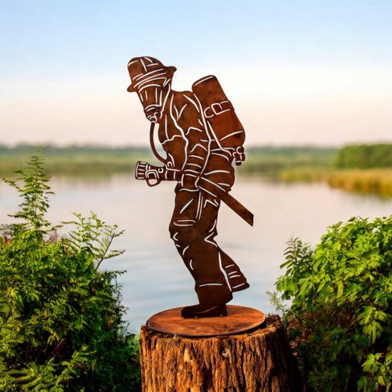 Dream-Living Handgemaakte Brandweerman roest 20 cm tuin - graf -herinnering | bol