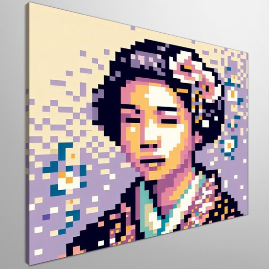Pixel art vrouw schilderij | Pixelated beauty: A digital masterpiece of feminine pixel... | bol