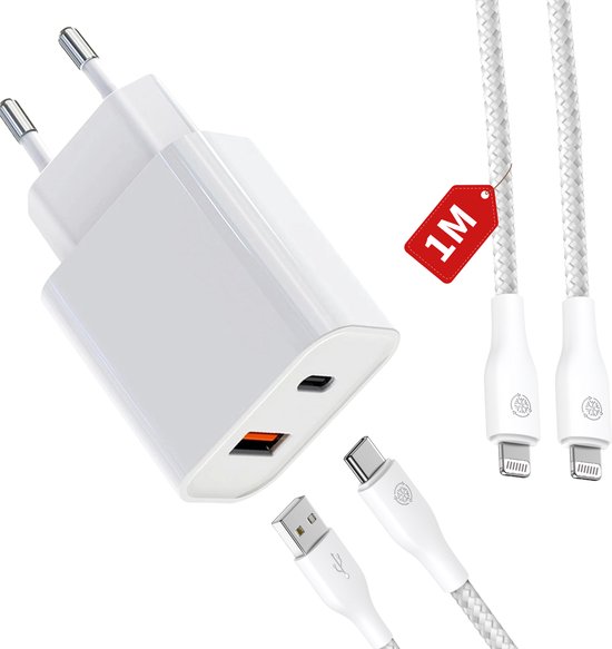 35W USB C Adapter - 2 Poorten - USB + USB-C Lader geschikt voor Apple ...