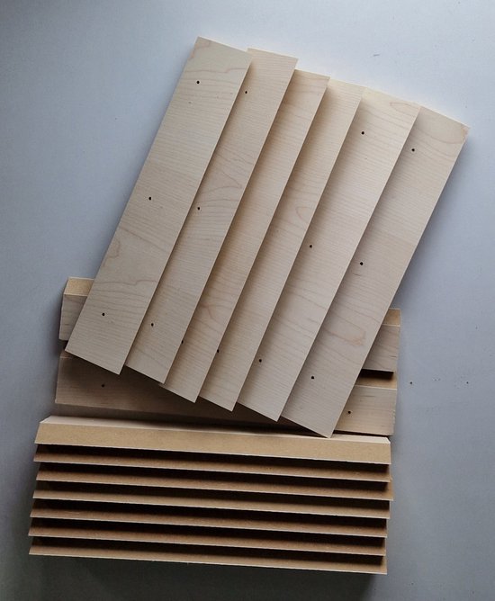 14 haaklatten - mdf 18 mm - muurbevestiging 38cm x 7cm | bol