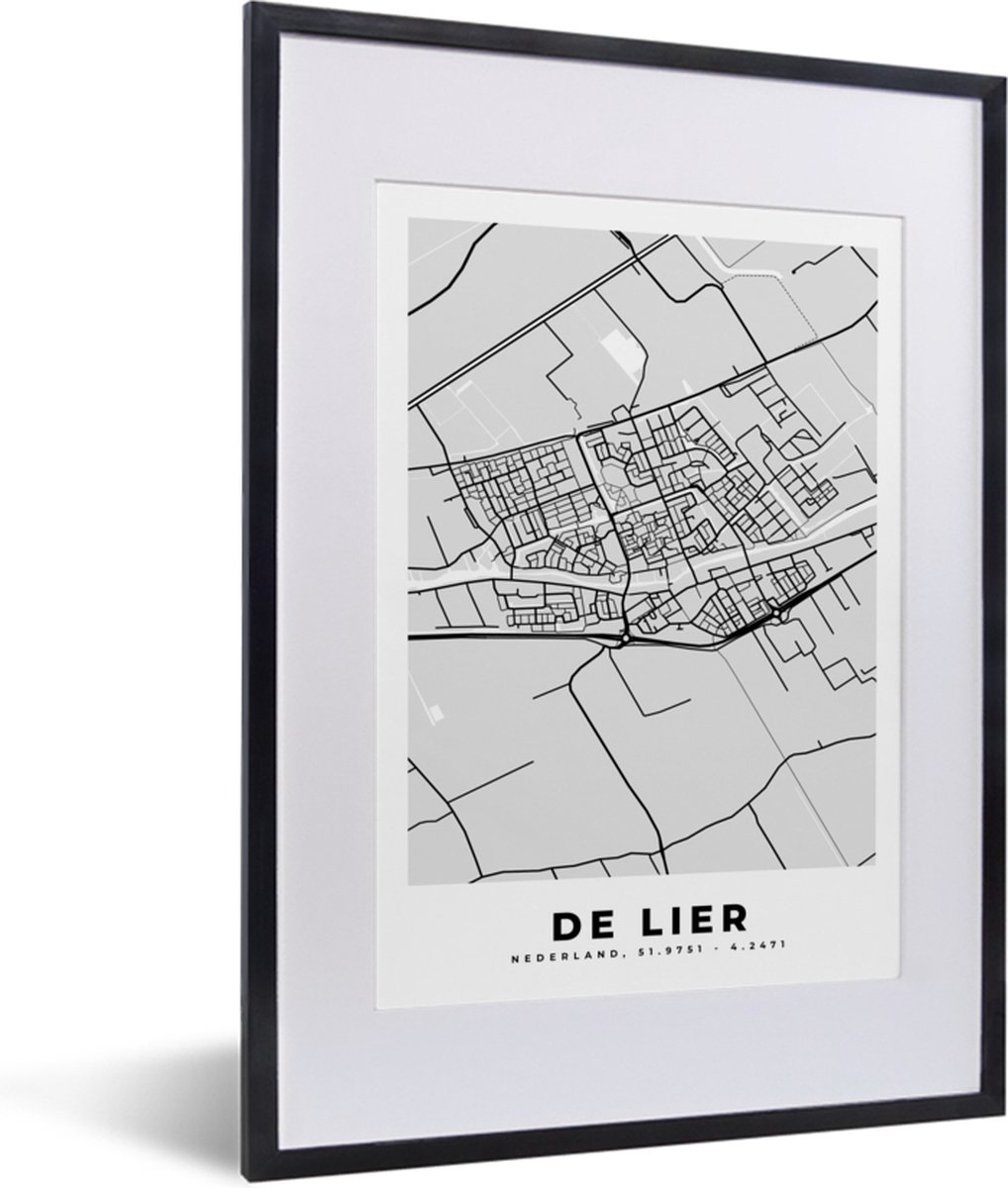 Fotolijst incl. Poster - Plattegrond - De Lier - Kaart - Stadskaart ...