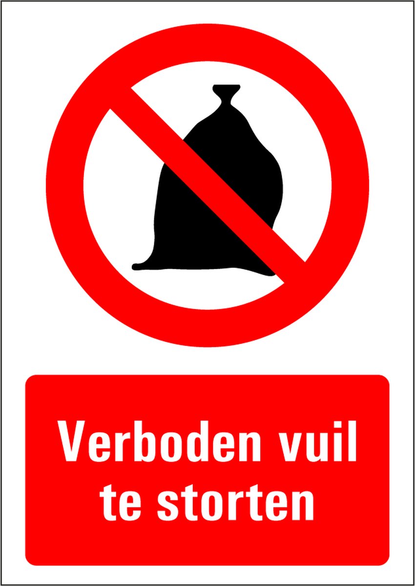 Verboden vuil te storten sticker 210 x 297 mm | bol