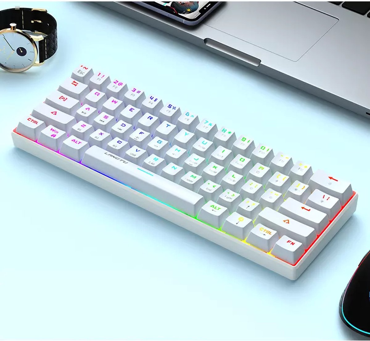 GK61 Mechanisch RGB Toetsenbord Wit - Gateron Optical Red – SK61 ...