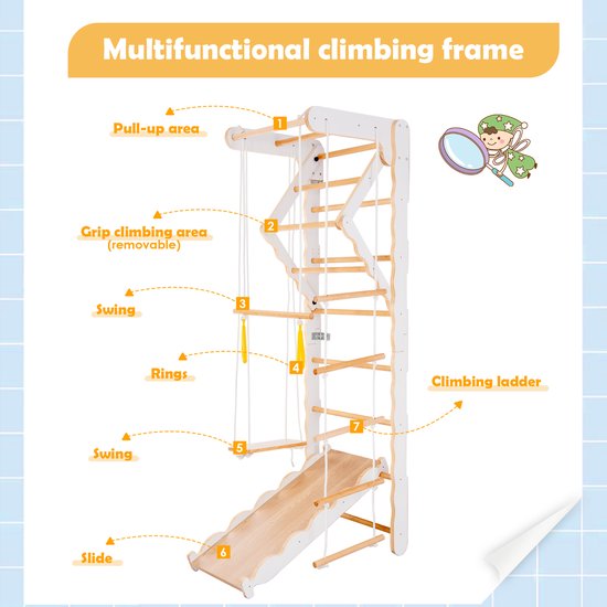 Peuterspeelset Binnenspeeltuin Jungle Gym set- hout 6-in-1 ...