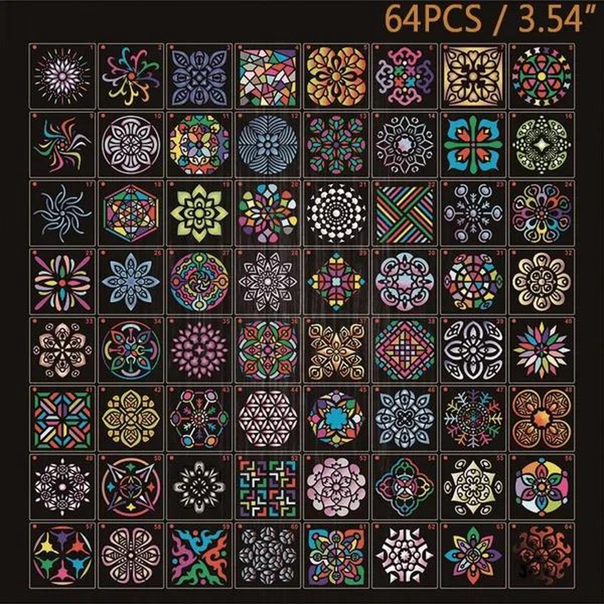 BOTC Mandala dot painting sjablonen 64-delige - 9x9 cm - stippen ...