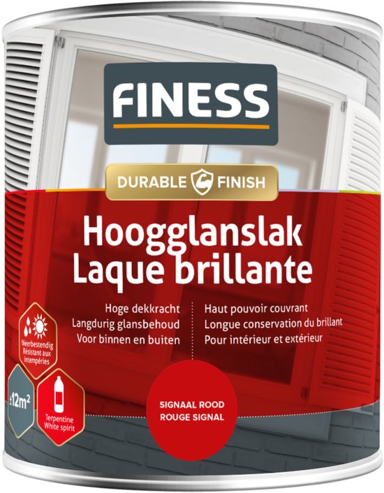 Finess Hoogglanslak - signaal rood - 750 ml | bol