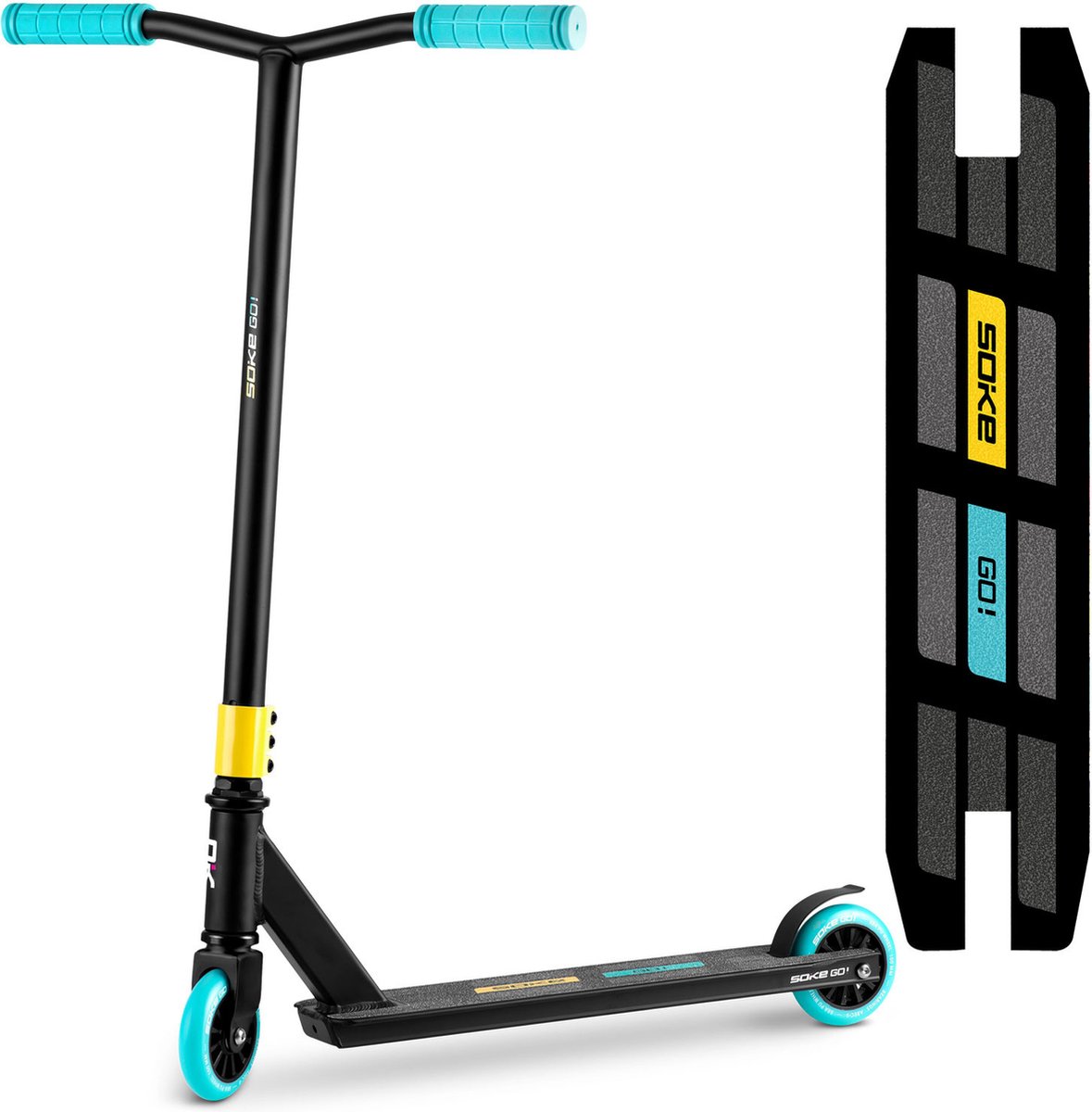 SOKE Go - Stuntstep - tot 100 kg - aluminium - zwart met blauw | bol.com