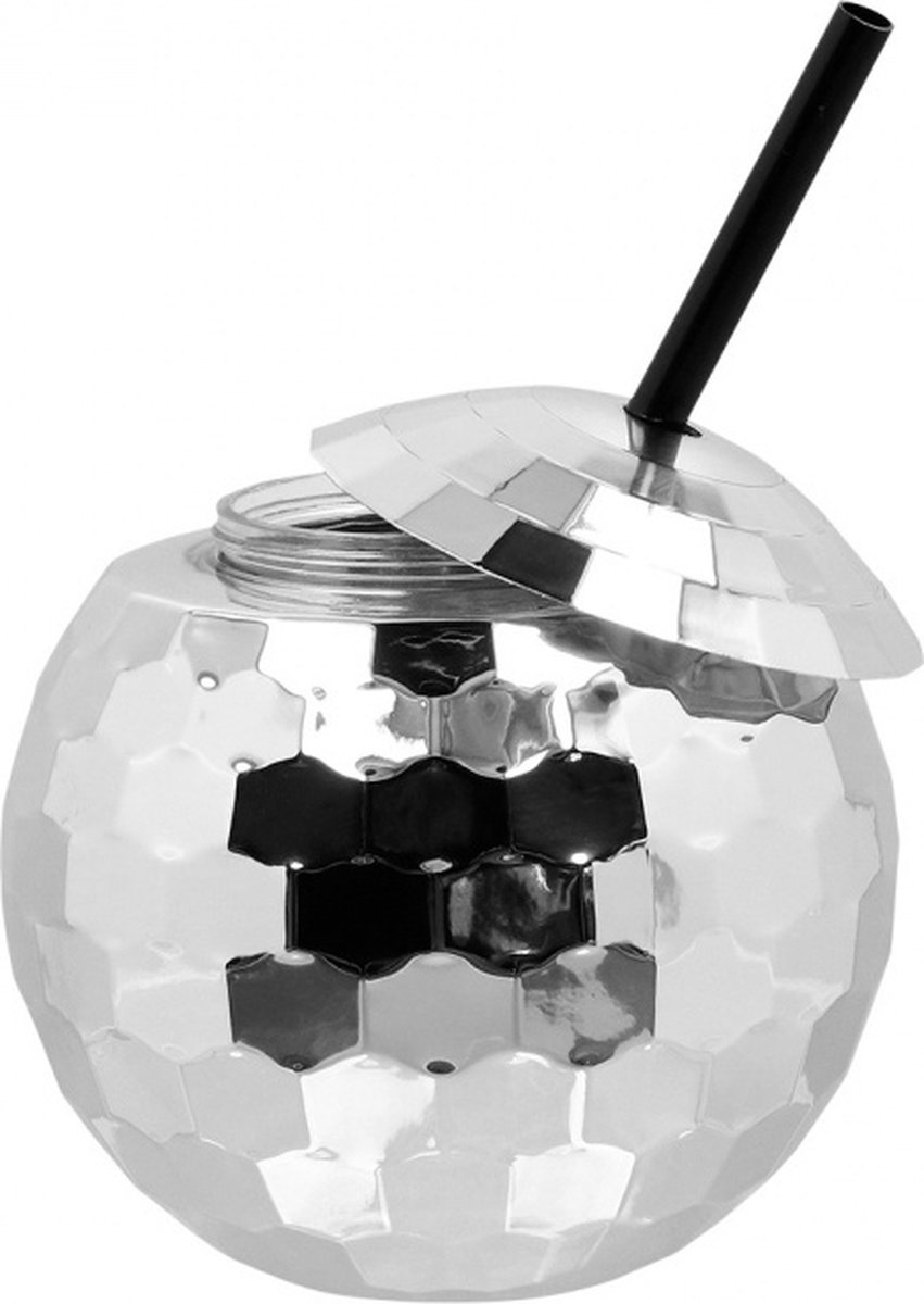 Zilveren discobal drinkbeker met rietje. | bol.com