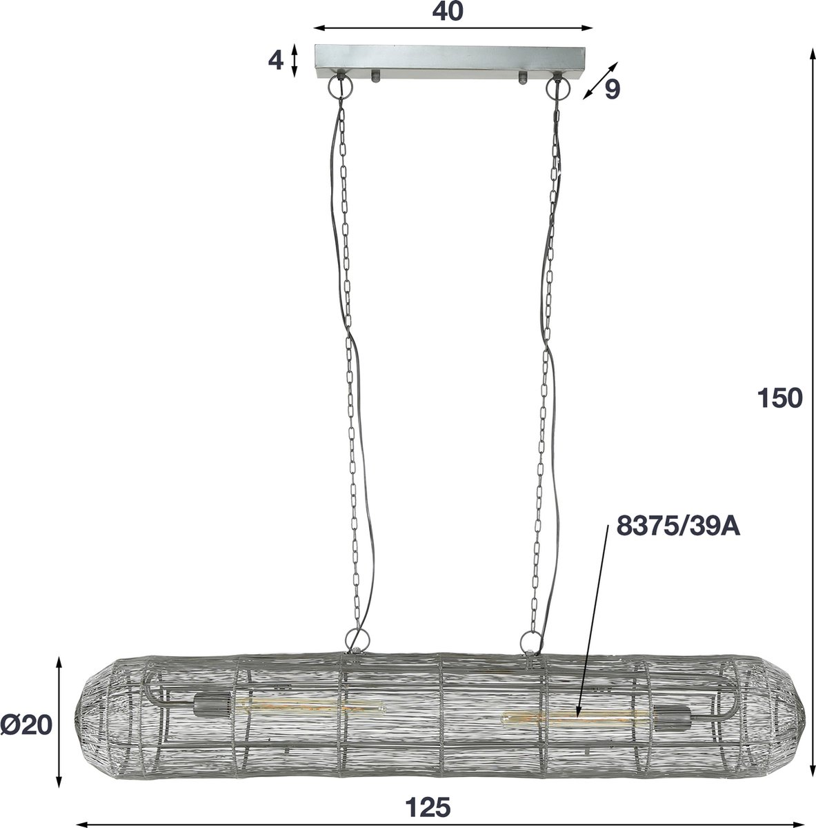 Crea - Hanglamp 2L cilinder metaal - Industrieel hanglampen ...