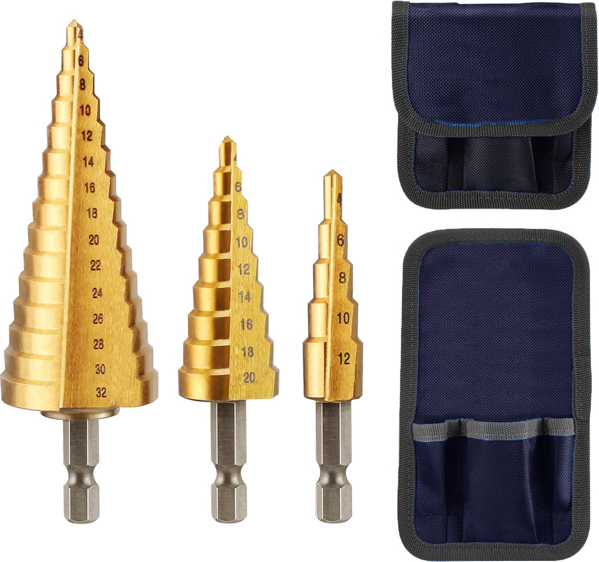 Stappenboor bit boorset stappen boor kegelboor set 3 delig 4-32 MM ...