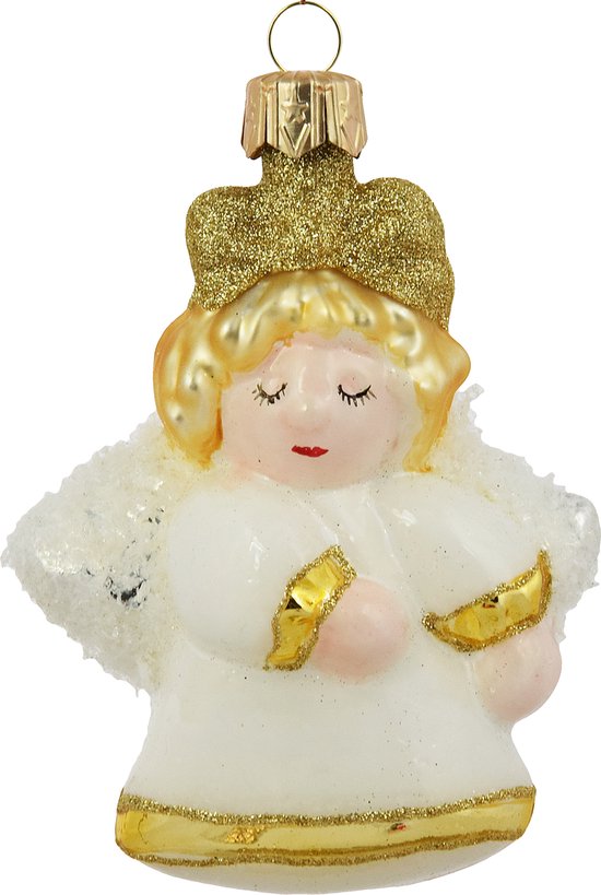 Twee Engel Kersthangers - 2 wit en gouden kerstengeltjes ...