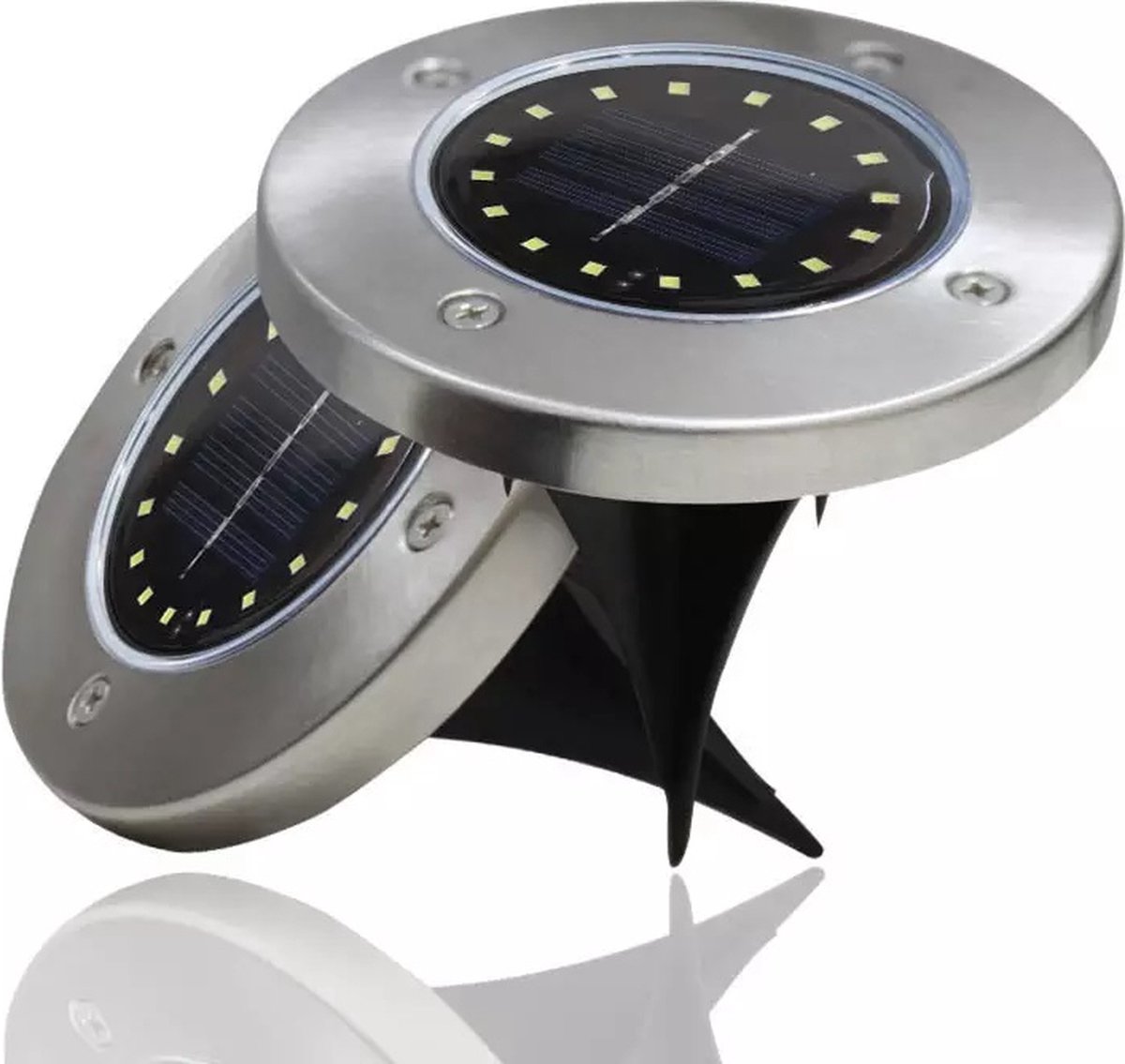 4 x LED Solar Grondspots - RVS - Solar Tuinverlichting - Zonne Energie ...