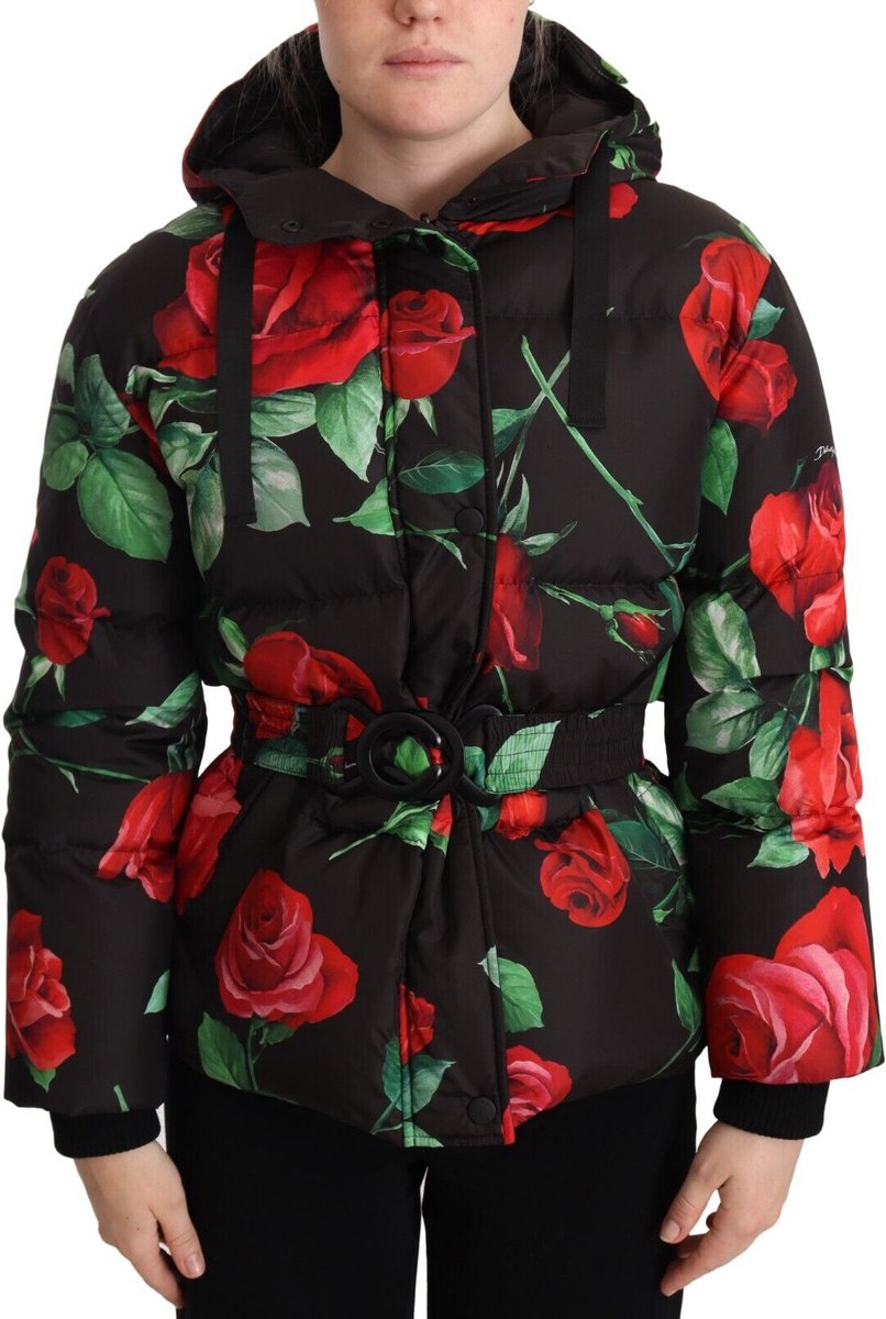 Black Roses Floral Parka Hooded Jacket | bol.com
