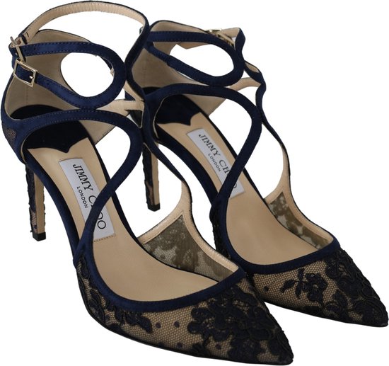 Jimmy Choo - Lancer 85 Black Navy Slingbacks | bol.com