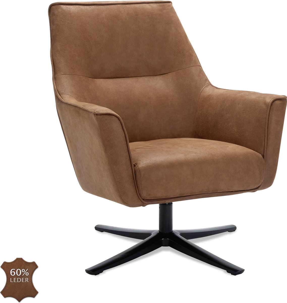 Icon Living - Fauteuil - Bodi - 360° - Microleder - Cognac | bol