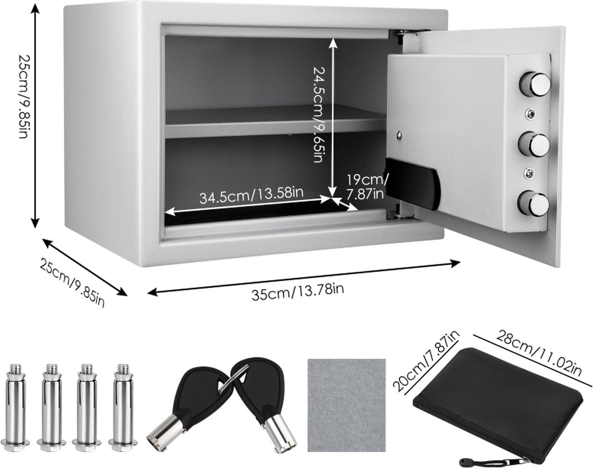 Kluis-0.8Cub Vingerafdruk Wachtwoord Kluis Kabinet Beveiligingsdoos ...