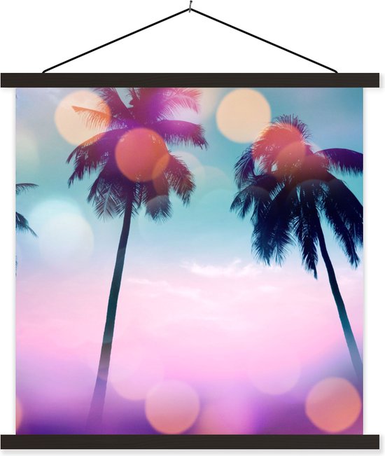 Posterhanger incl. Poster - Schoolplaat - Zomer - Palmen - Lucht - Roze ...