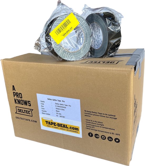 Deltec Gaffa Tape Pro 50mm x 25m Zwart (Doos 30 Rol) | bol.com
