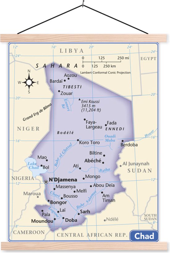 illustration d'une carte du Tchad avec une plaque scolaire bordure ...
