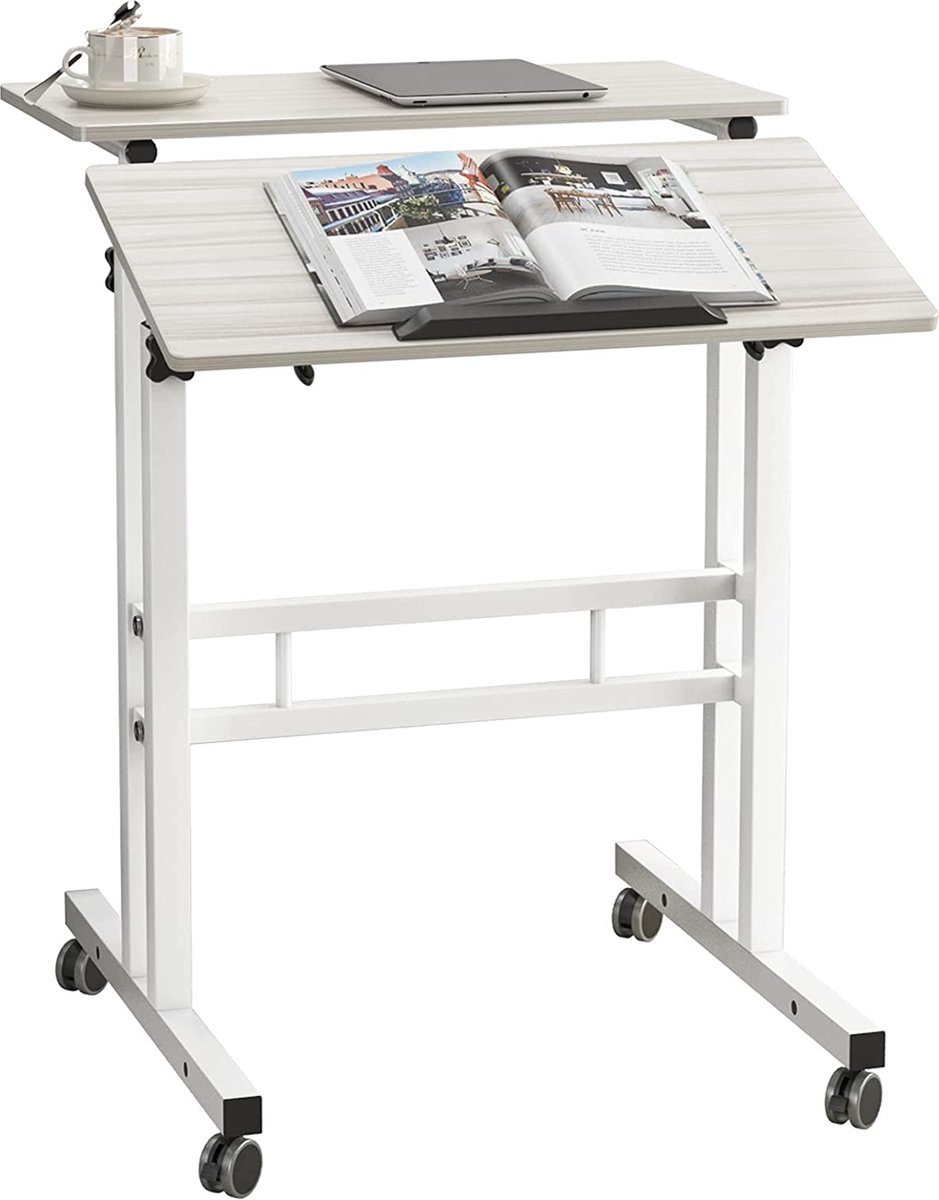 statafel, in hoogte verstelbare laptoptafel met wielen voor bureau, statafel,... | bol.com