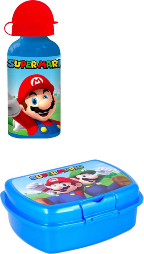 Super Mario brooddoos / broodtrommel + Aluminium drinkfles - 400 ml ...