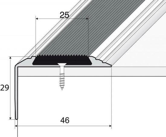 ALUMINIUM TRAPPROFIEL - A38 ZILVER MET RUBBER 46 x 29 x 900 mm - (SET ...