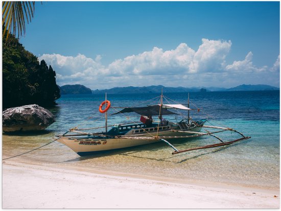 WallClassics - Poster (Mat) - Primitivieve Boot op Water - 80x60 cm ...