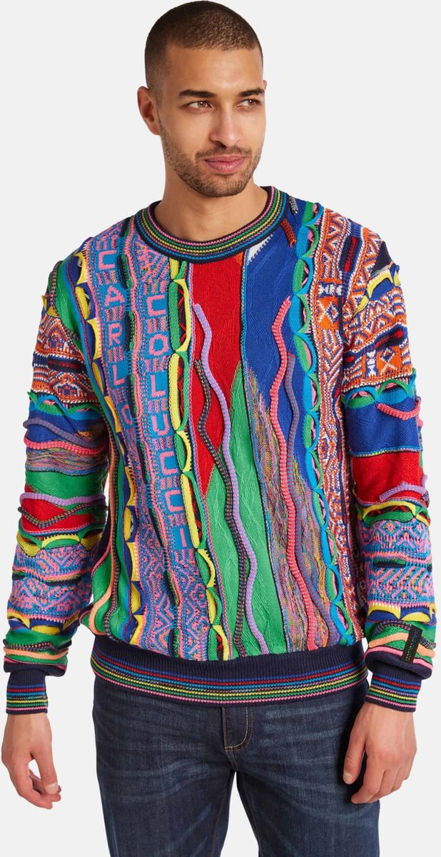 Carlo Colucci Sweater C10906 Green / Purple | bol.com