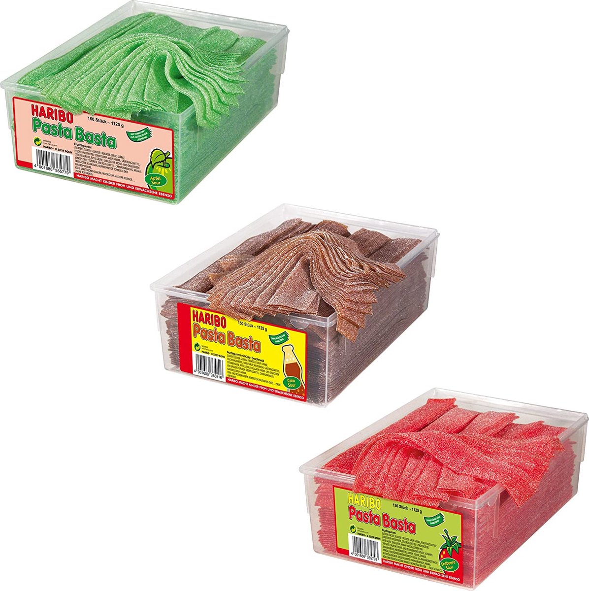 Haribo Pasta Basta Zure matten - set van 3 soorten (3 x 1125g) | bol.