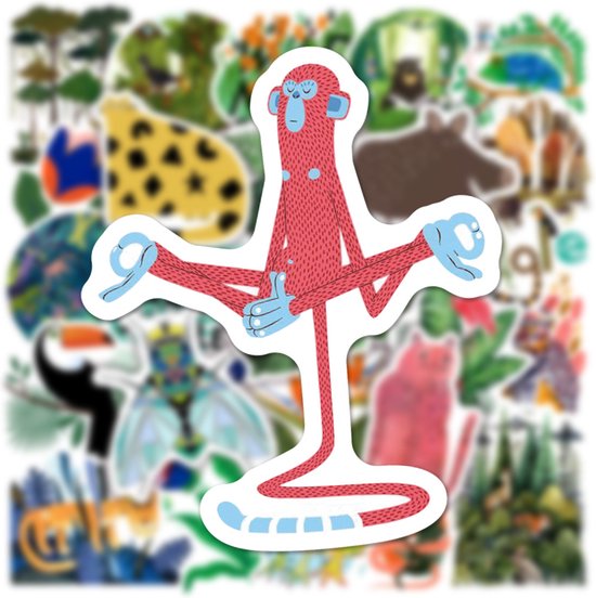50 Jungle stickers met wilde Dieren en Planten - Stickers voor laptop ...