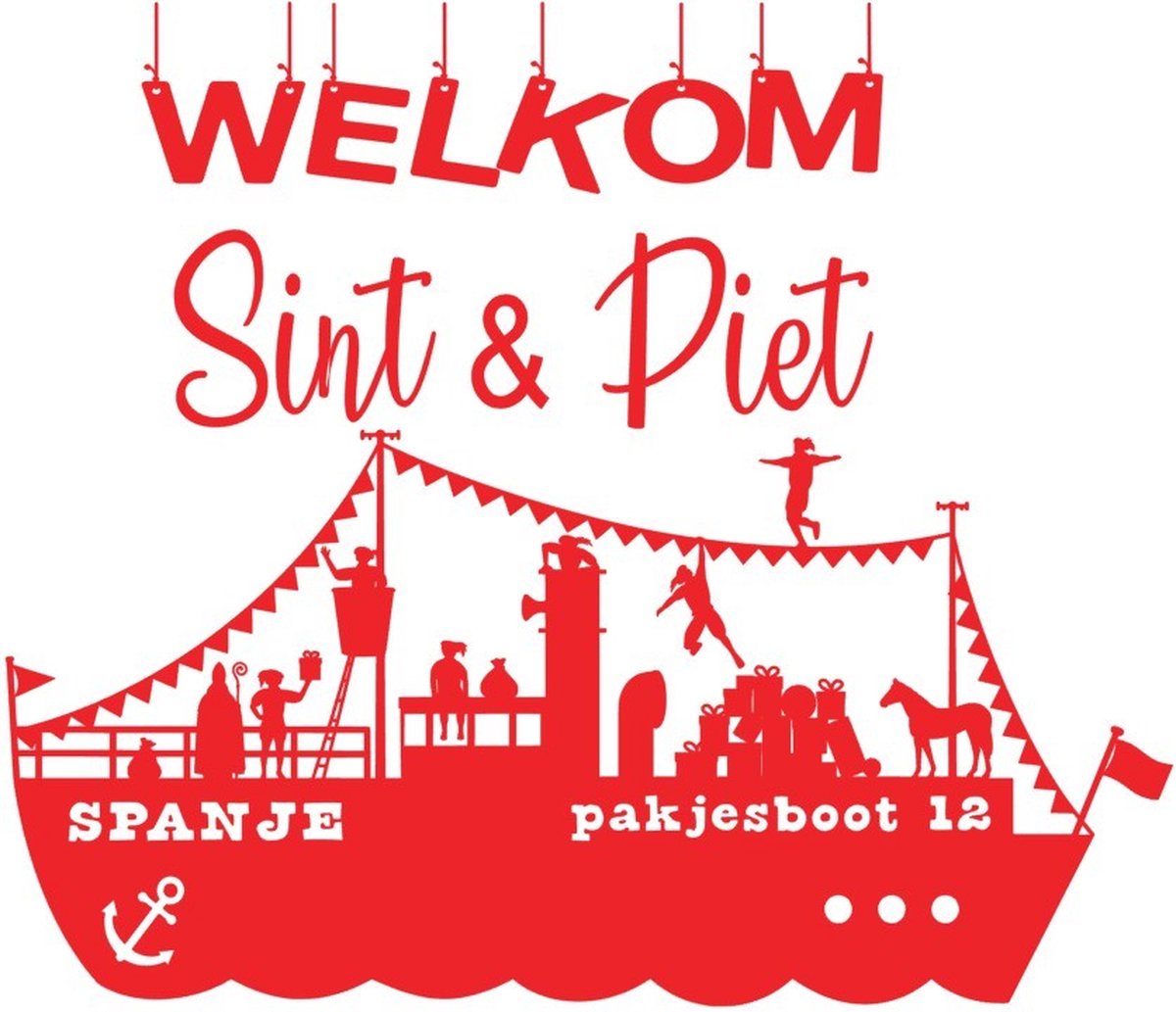 Statische Raam folie Sticker Sint en Piet Pakjesboot Schip 5 december ...