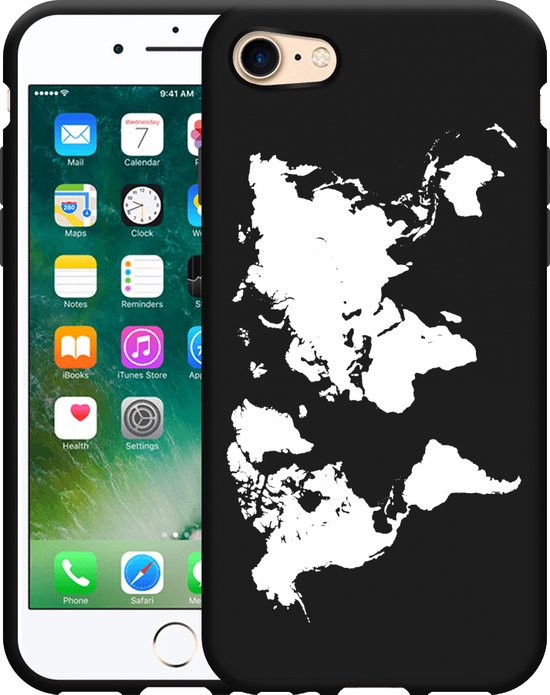 iPhone 6/6s Hoesje Zwart World Map - Designed by Cazy | bol.com